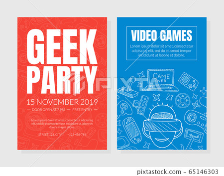 Invitation to a geek party with a pattern from... - Stock Illustration ...