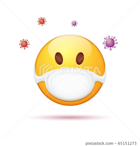 Vector Emoji sticker with mouth medical... - Stock Illustration ...