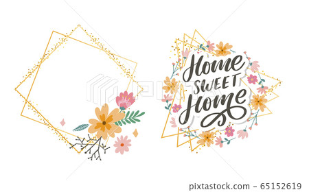 'home sweet home' hand lettering, quarantine - Stock Illustration ...