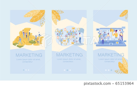Marketing Literacy Growth Mobile Application Set - Stock Illustration ...