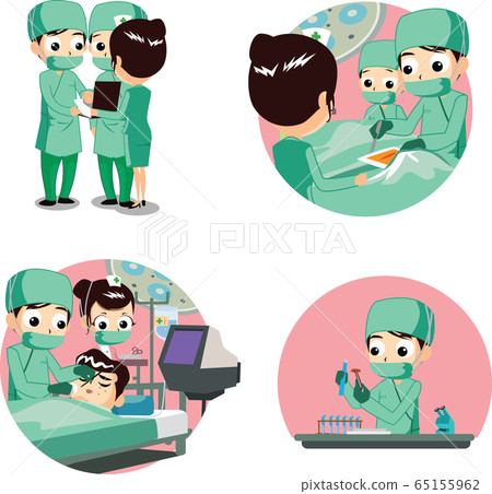 Doctors and nurses operating in medical... - Stock Illustration ...