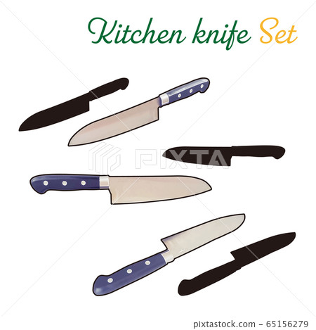 Kitchen knife illustration set (hand-drawn style) - Stock Illustration ...