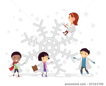 Stickman Kids Snowflakes Science Experiment - Stock Illustration ...