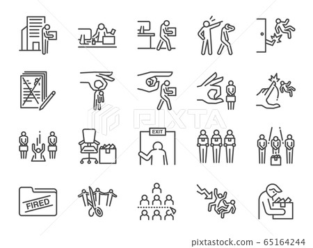 Layoff line icon set. - Stock Illustration [65164244] - PIXTA
