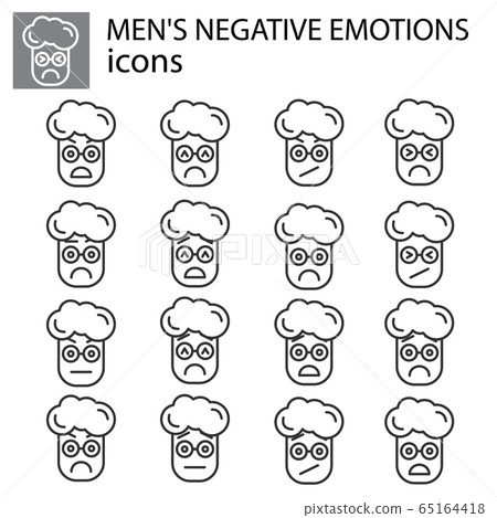 negative emotions set vector boy, man linear... - Stock Illustration ...