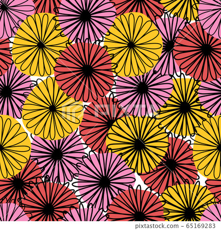 Repeating abstract flower vector pattern. Bold...-插圖素材 [65169283] - PIXTA圖庫