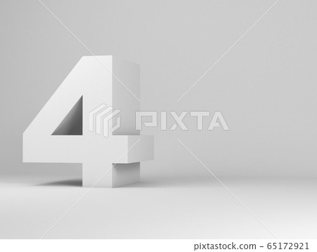 White digit four installation in an empty studio - Stock Illustration ...