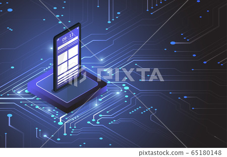 Smart phone isometric chipset on circuit board - Stock Illustration ...