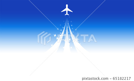 Contrail blue sky background material - Stock Illustration [65182217 ...