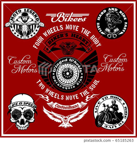 Custom motorcycles club Badge or Label With... - Stock Illustration ...