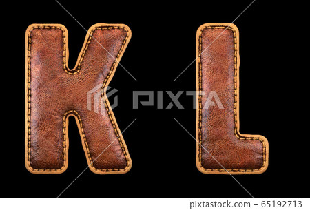 Set of leather letters K, L uppercase. 3D... - Stock Illustration ...