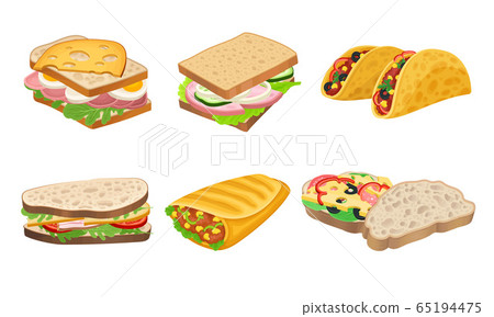 Subs and Sandwiches of Black and Wheaten Bread... - Stock Illustration ...