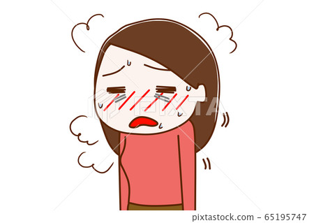 A woman with a fever and a sluggish body - Stock Illustration [65195747 ...