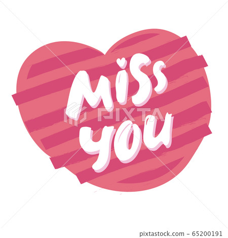 Vector hand drawn lettering poster. Miss you... - Stock Illustration ...