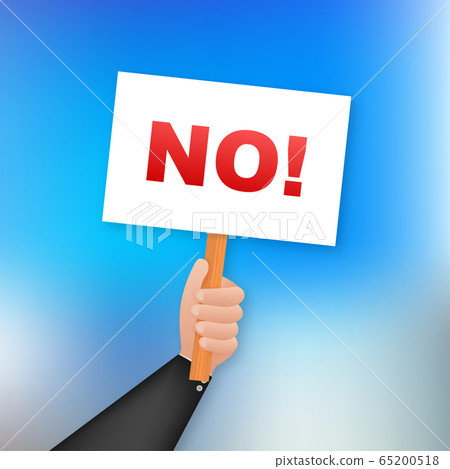 No sign. Cartoon poster with hand holding... - Stock Illustration ...
