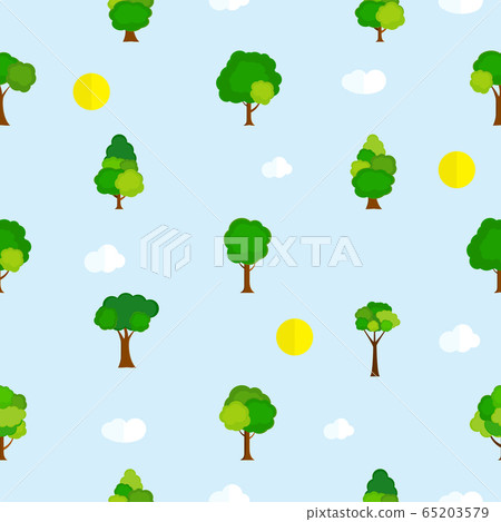 Flat tree Seamless Pattern Background Vector - Stock Illustration ...