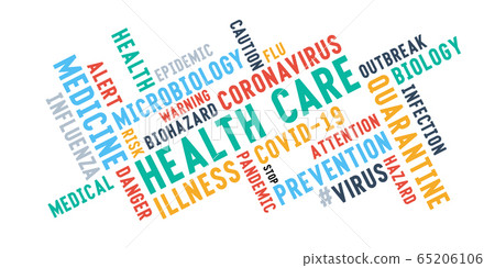Health care word tag cloud typography on a... - Stock Illustration ...