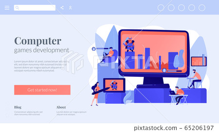 Computer games development concept landing page - Stock Illustration ...