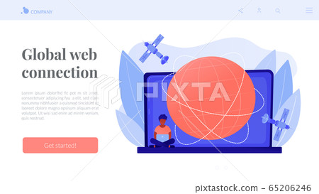 Global web connection concept landing page. - Stock Illustration ...