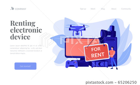 Renting electronic device concept landing page. - Stock Illustration ...