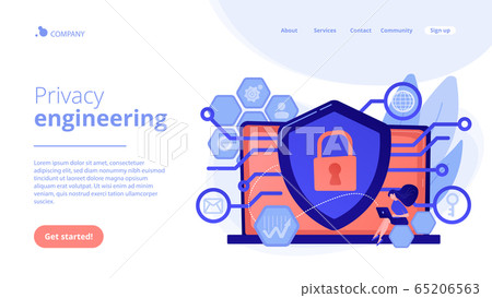 Privacy engineering concept landing page. - Stock Illustration ...