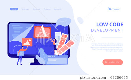 Low code development concept landing page. - Stock Illustration ...