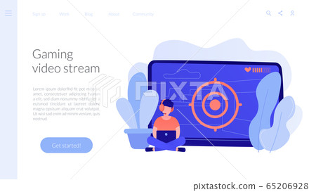 Video game walkthrough concept landing page. - Stock Illustration ...