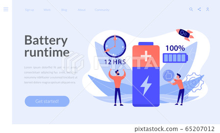 Battery runtime concept landing page. - Stock Illustration [65207012 ...