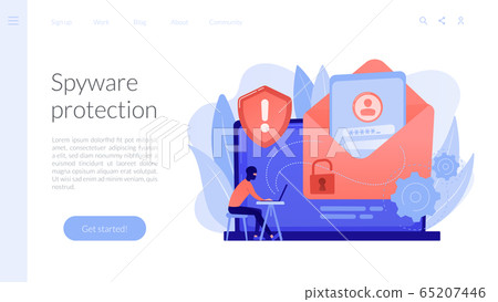 Malware computer virus concept landing page.-插圖素材 [65207446] - PIXTA圖庫