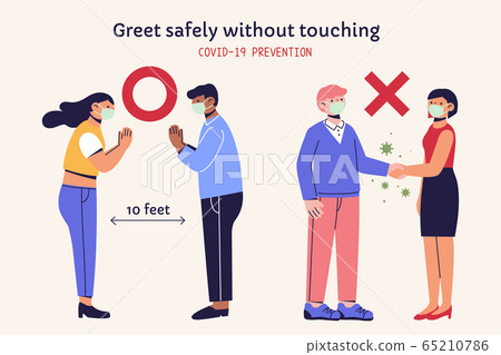 Greet safely without touching - Stock Illustration [65210786] - PIXTA