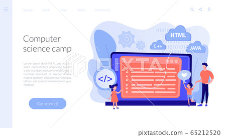 Computer programming camp concept landing page. - Stock Illustration ...