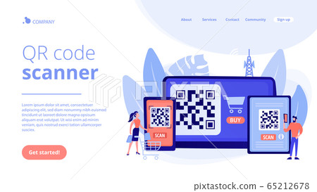 QR code concept landing page - Stock Illustration [65212678] - PIXTA