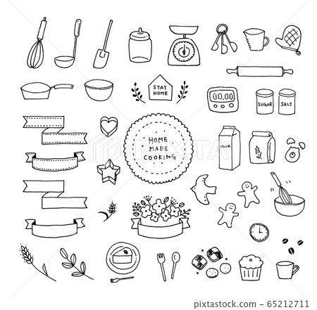 Pen drawing sweets making line only - Stock Illustration [65212711] - PIXTA