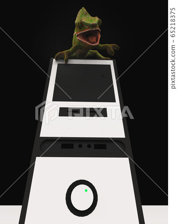 chameleon and slow computer 3d rendering - Stock Illustration [65218375 ...