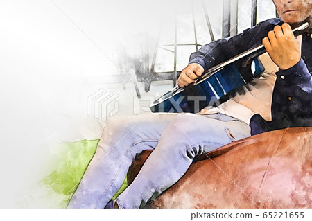 abstract colorful man playing acoustic guitar... - Stock Illustration ...