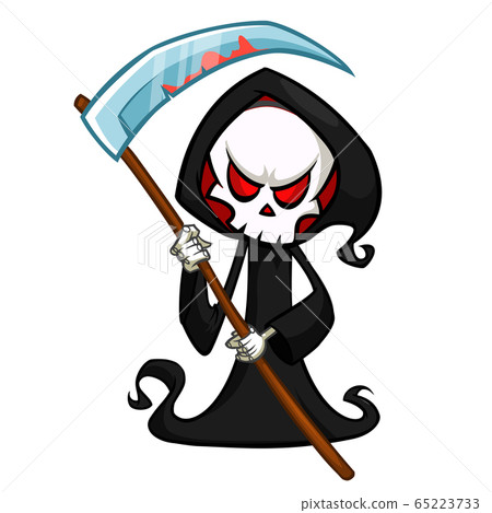 Angry cartoon grim reaper waving. Halloween... - Stock Illustration ...