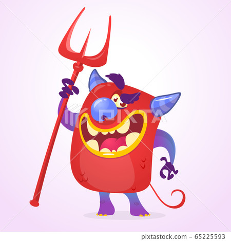Funny cartoon devil. Halloween vector isolated - Stock Illustration ...