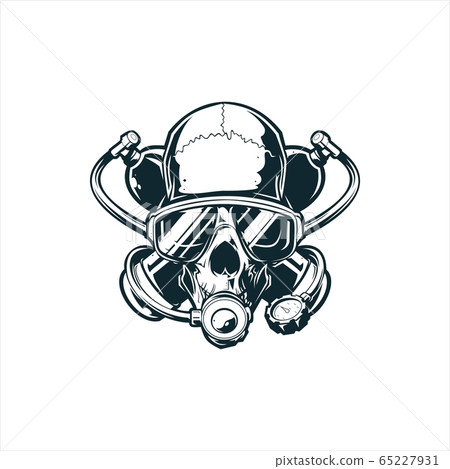 Vector illustration of skull diver isolated on... - Stock Illustration ...