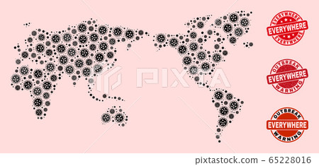 Covid Lockdown Composition of Mosaic World Map... - Stock Illustration ...