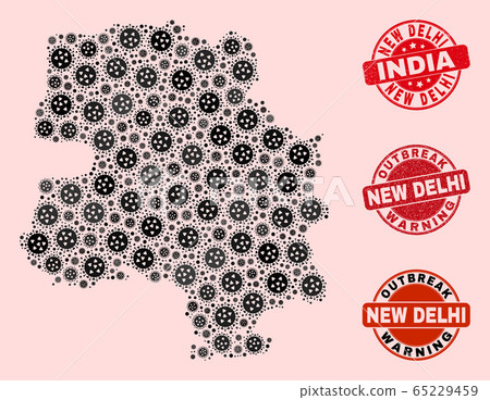 Outbreak Collage of Mosaic New Delhi City Map... - Stock Illustration ...