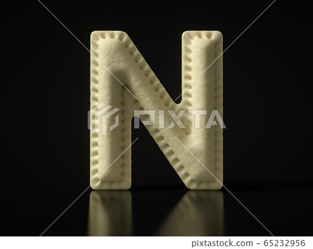 Letter N shaped dumpling on black background. 3D - Stock Illustration ...
