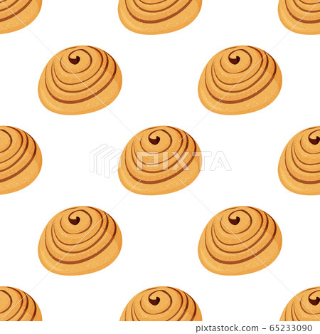 Tasty cinnamon bun seamless pattern. Fresh... - Stock Illustration ...