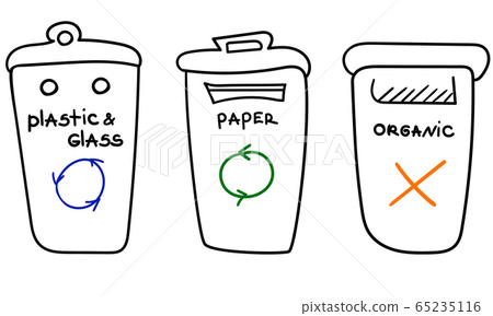 Doodle trash cans icons design, garbage bins... - Stock Illustration ...
