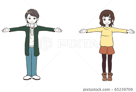 Social distance (children with open arms) - Stock Illustration ...