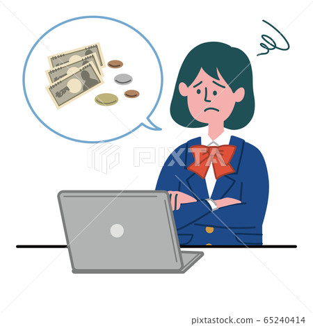 Blazer student female computer money - Stock Illustration [65240414 ...