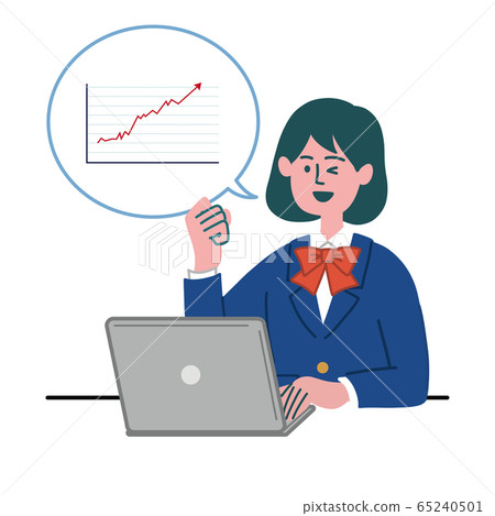 Blazer student female computer graph rises - Stock Illustration ...
