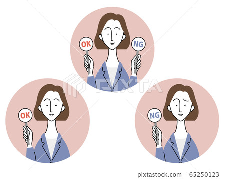 Business woman with OK / NG tags / set - Stock Illustration [65250123 ...