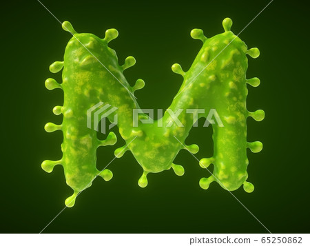 letter M shaped virus or bacteria cell. 3D - Stock Illustration ...