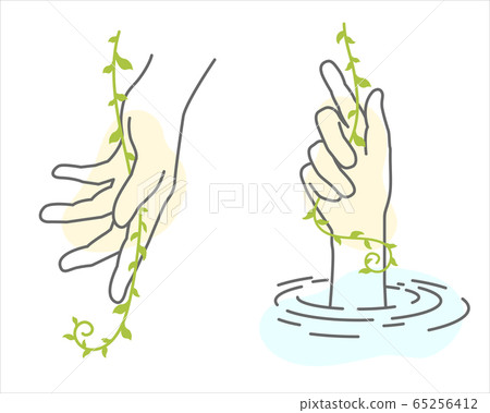 Hand minimalist and vine with geometric doodle... - Stock Illustration ...