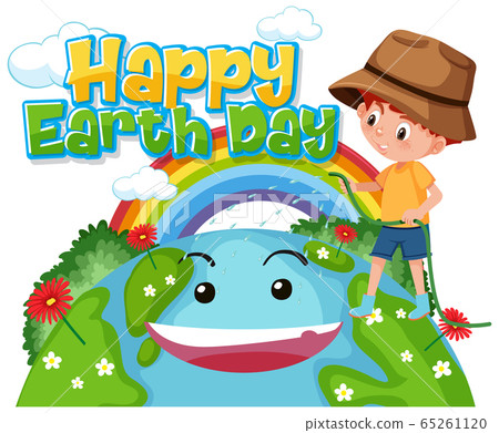Poster design for happy earth day with boy - Stock Illustration ...